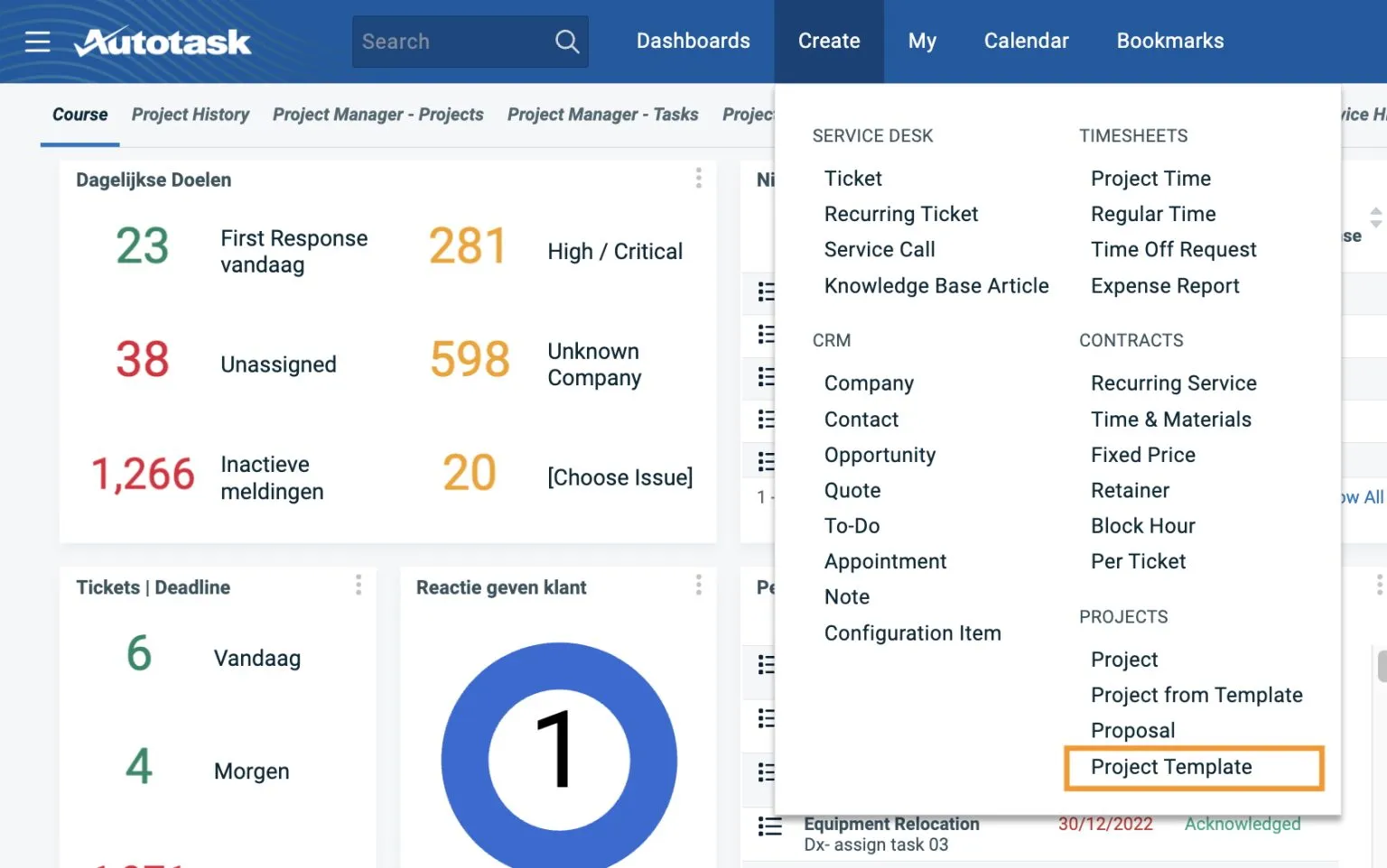 How to set up a Project in Autotask - Proxuma