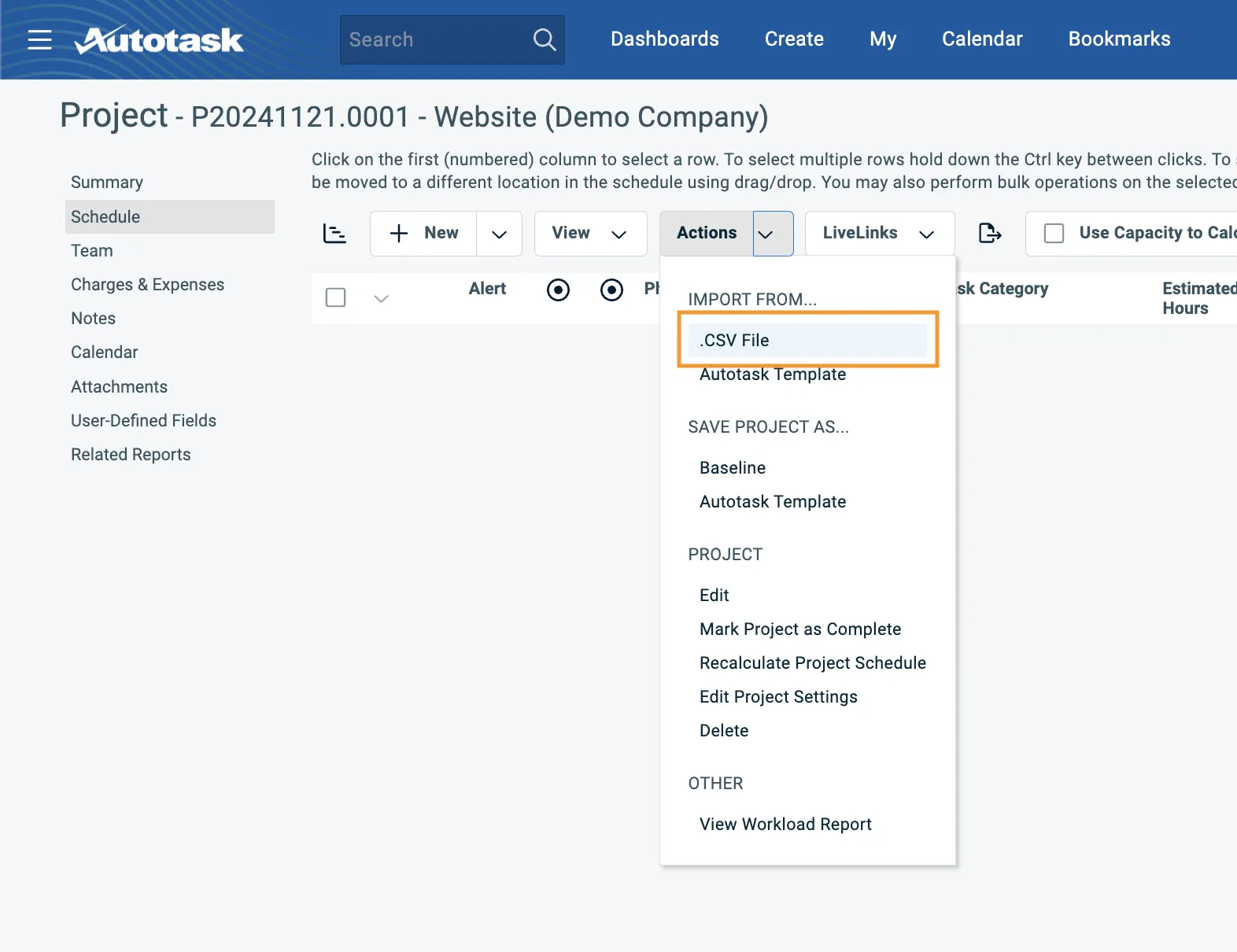 How to set up a Project in Autotask - Proxuma
